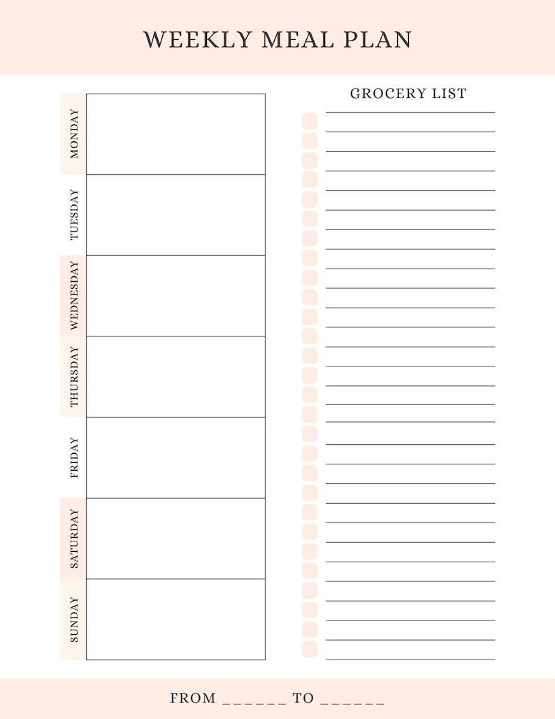 Meal Planner/ Grocery List PDF printable, Goodnotes, Notability - Etsy