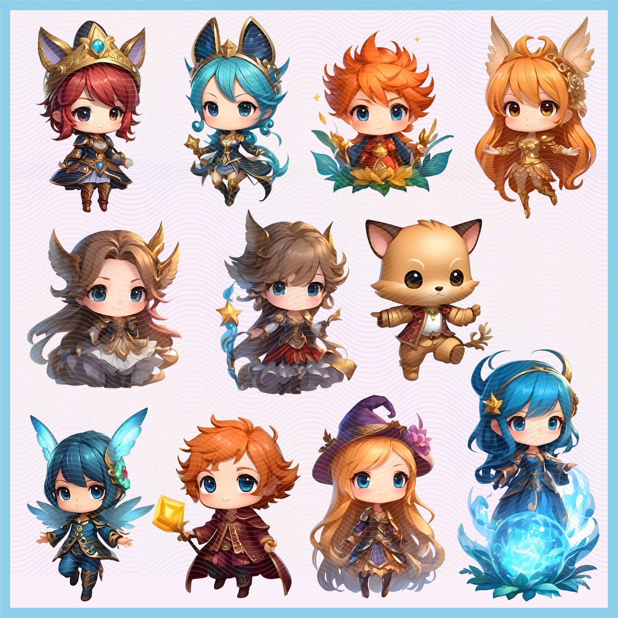 32 Chibi Cliparts, Magic Chibi Dolls, Digital Download PNG, Digital ...