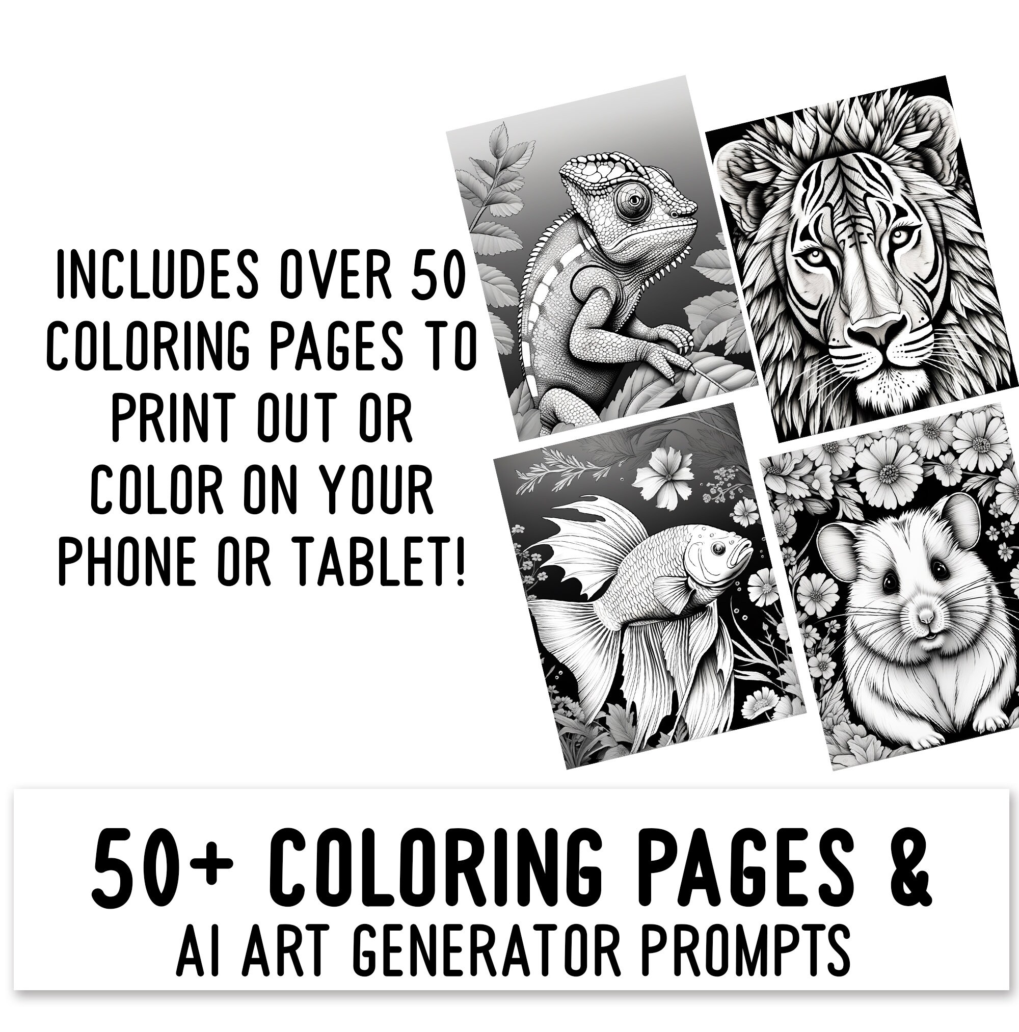 Ultimate Animal Coloring Pages Bundle: 50+ Digital Download Adult ...
