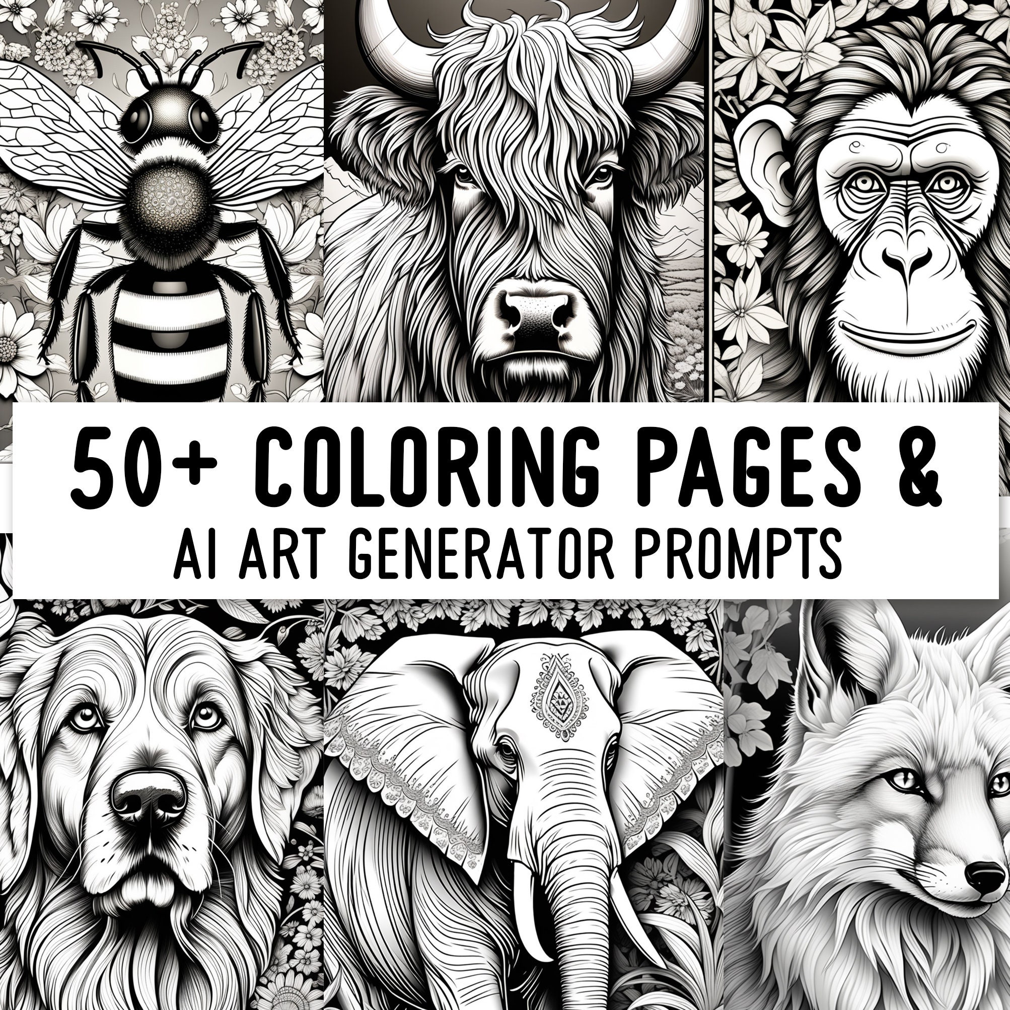 Ultimate Animal Coloring Pages Bundle: 50+ Digital Download Adult ...