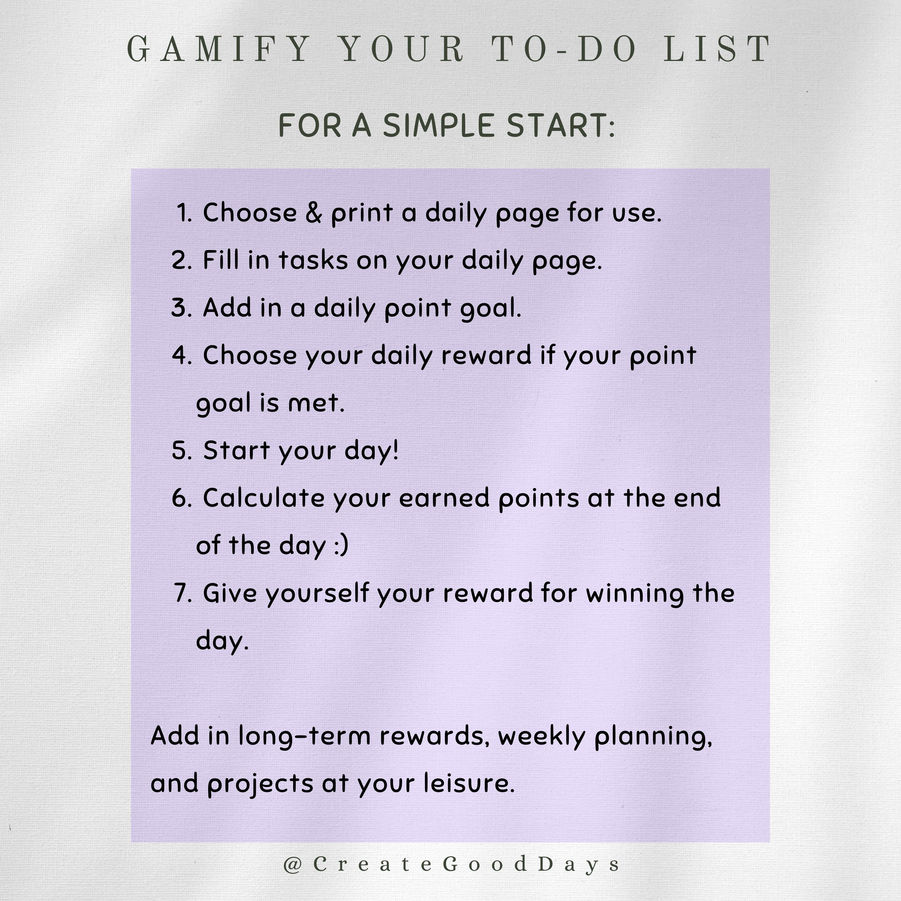 Gamify Your To-do List, Motivating Fun Rewards, Productivity Tracker Point System, Gamify Life ...