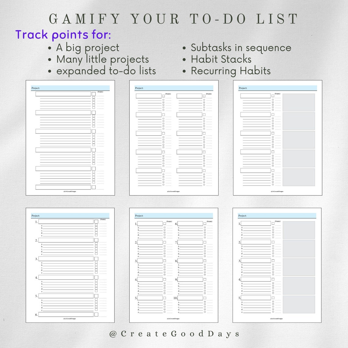 Gamify Your To-do List, Motivating Fun Rewards, Productivity Tracker Point System, Gamify Life ...