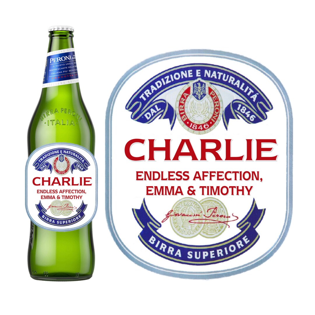 Custom Personalised Peroni Beer Bottle With Name Label Happy Birthday ...