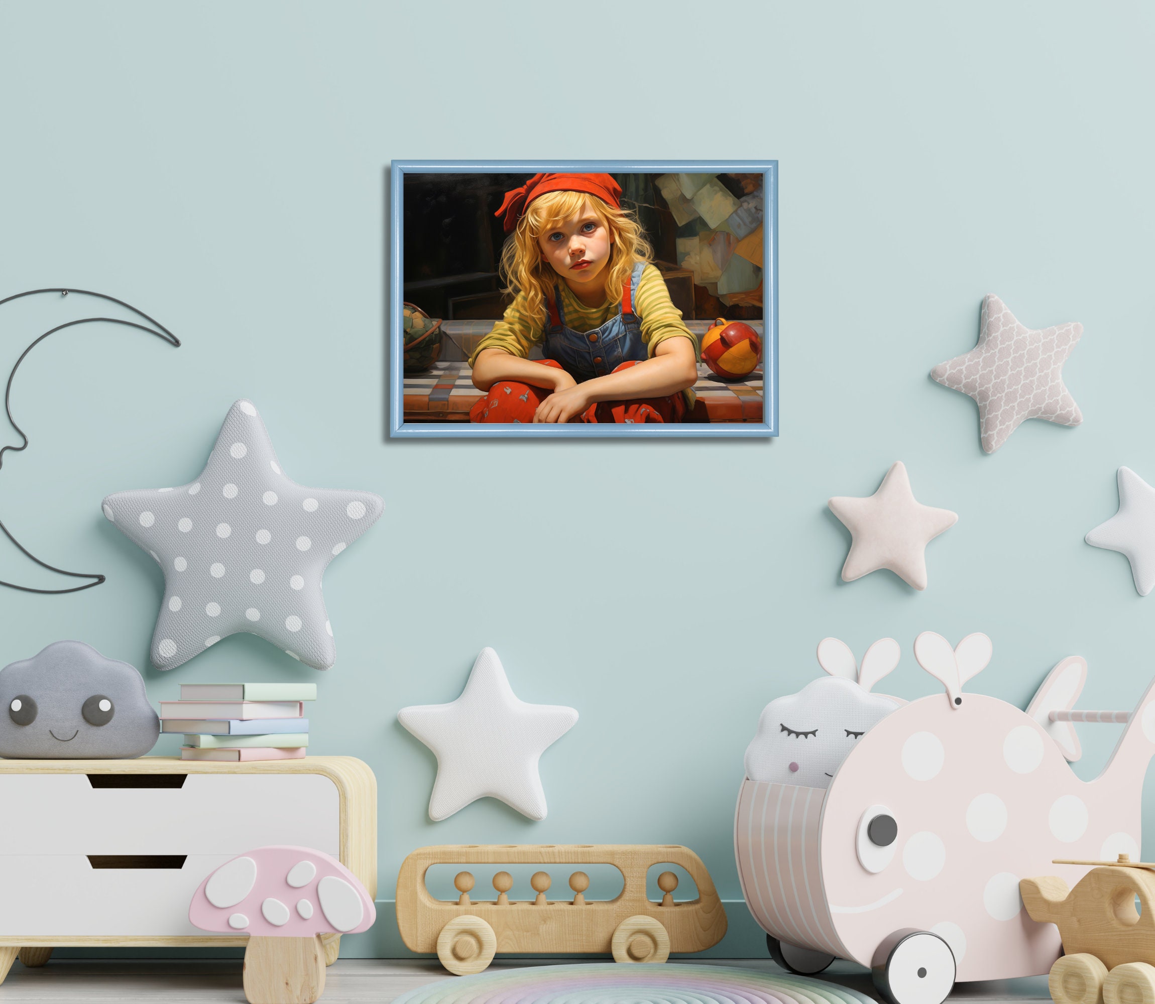 Little Girl in a Red Hat. Printable Wall Art. Printable Painting ...