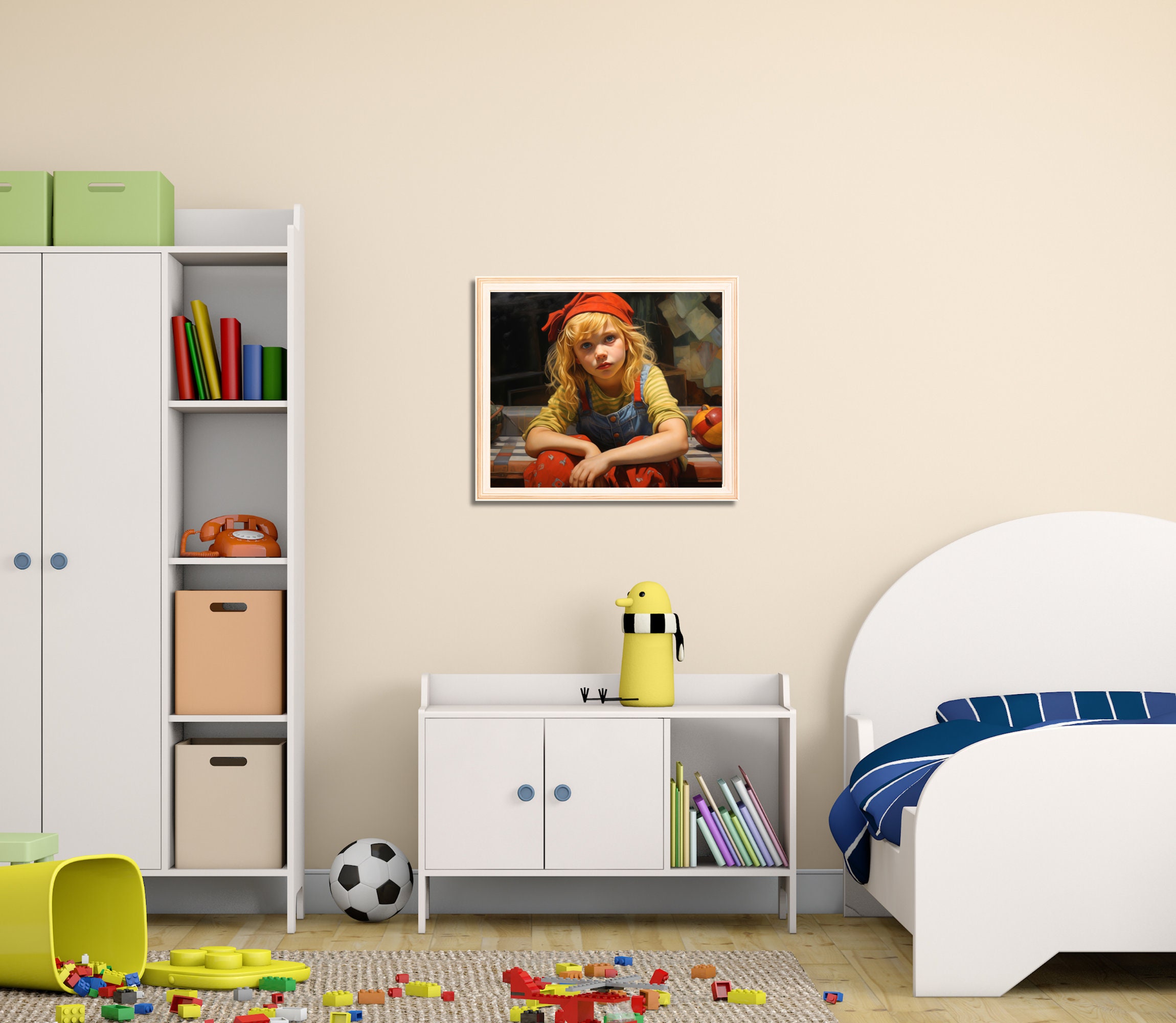 Little Girl in a Red Hat. Printable Wall Art. Printable Painting ...