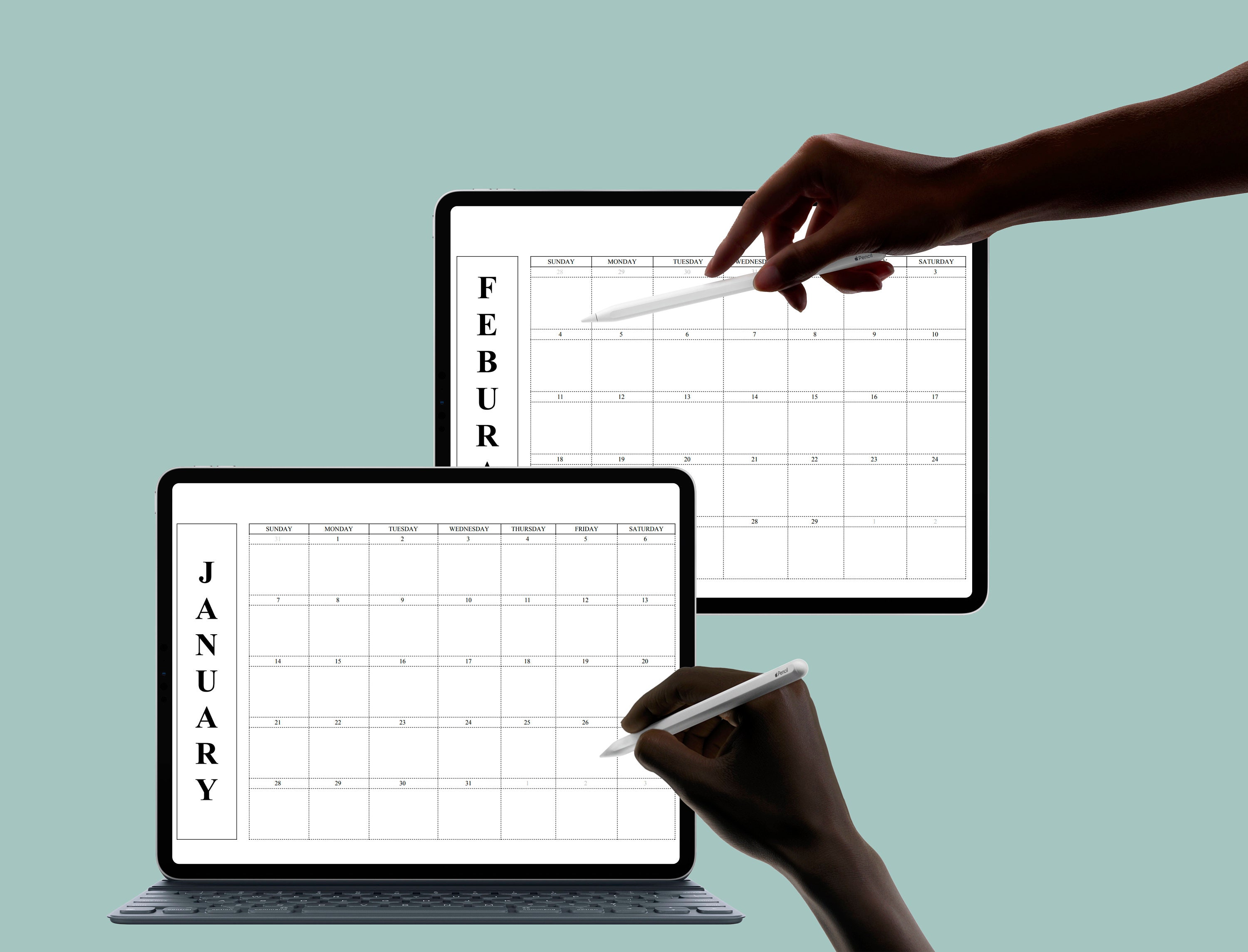 Digital Monthly Calendar 2024 Vertical - Etsy