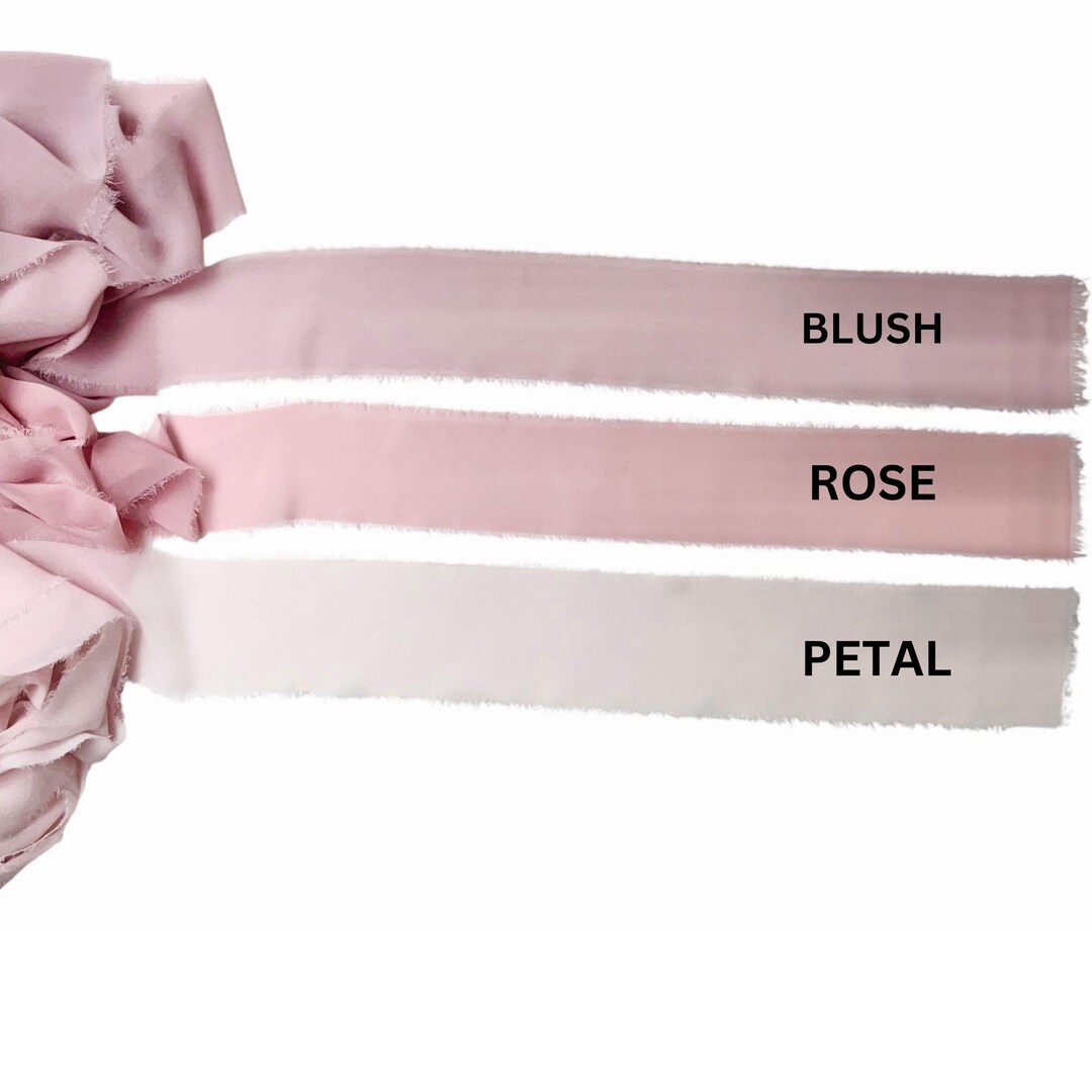 Pink Chiffon Ribbon Frayed Edge Soft Delicate Flowing Ribbon on Spool ...
