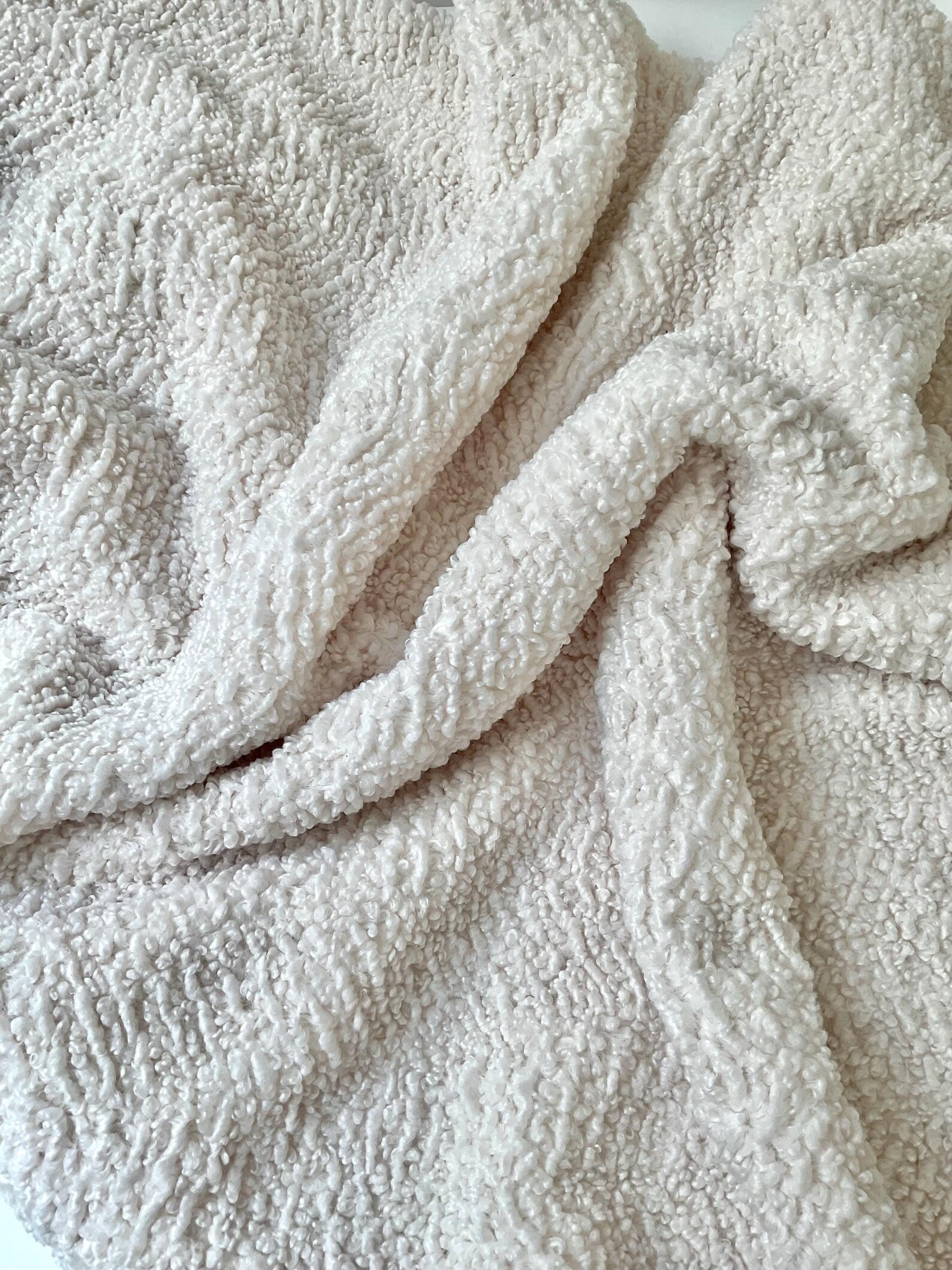 White Cream Boucle Fabric, Soft Textured Faux Sherpa Material - Etsy
