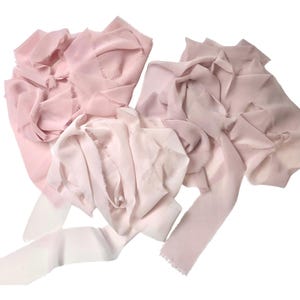 Pink Chiffon Ribbon, Frayed Edge Ribbon on Spool, Wedding Ribbon, Gift ...