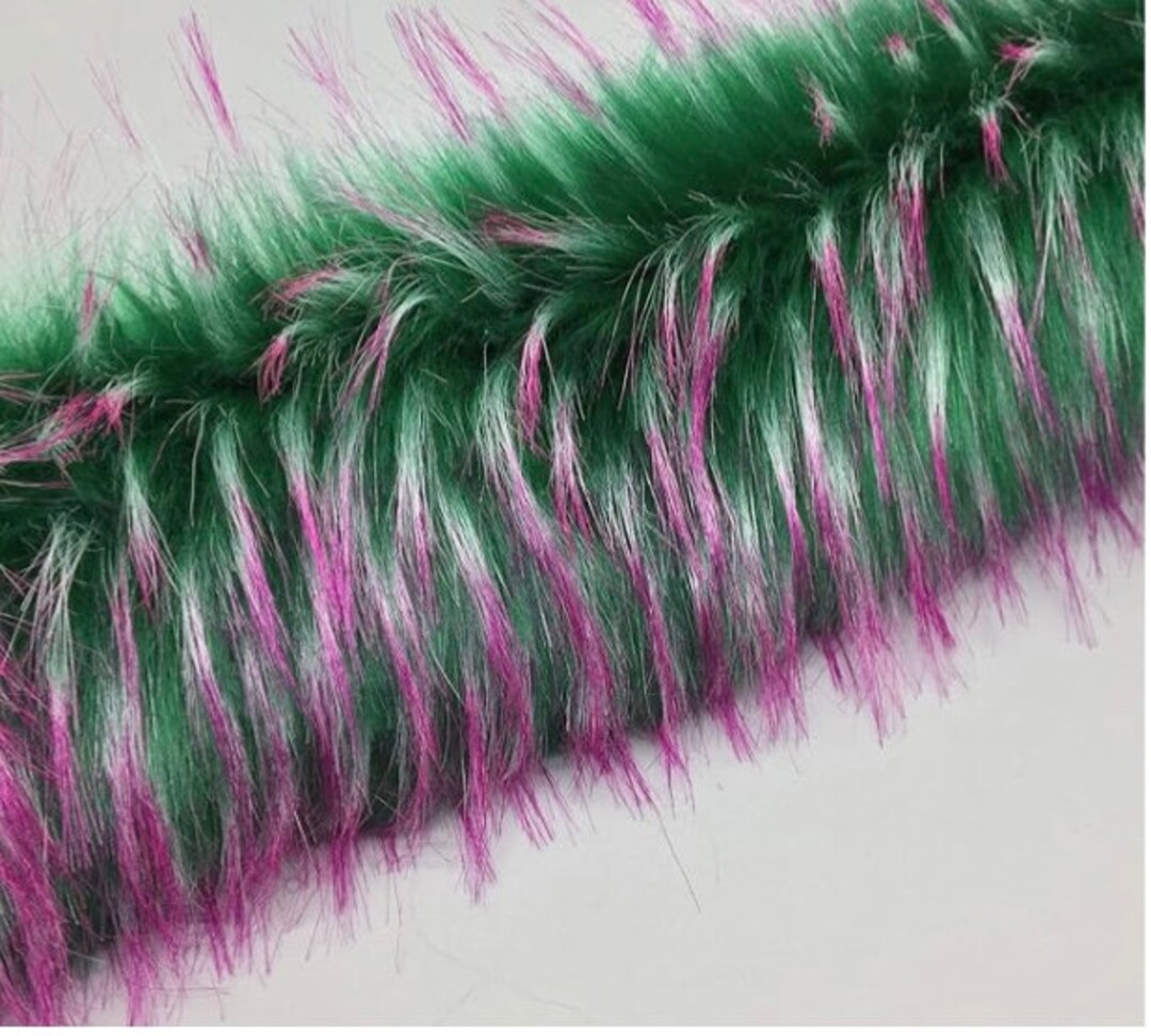 Fake Fur Trim, Green and Pink Faux Fur Fringe, Luxury Animal Fur for ...