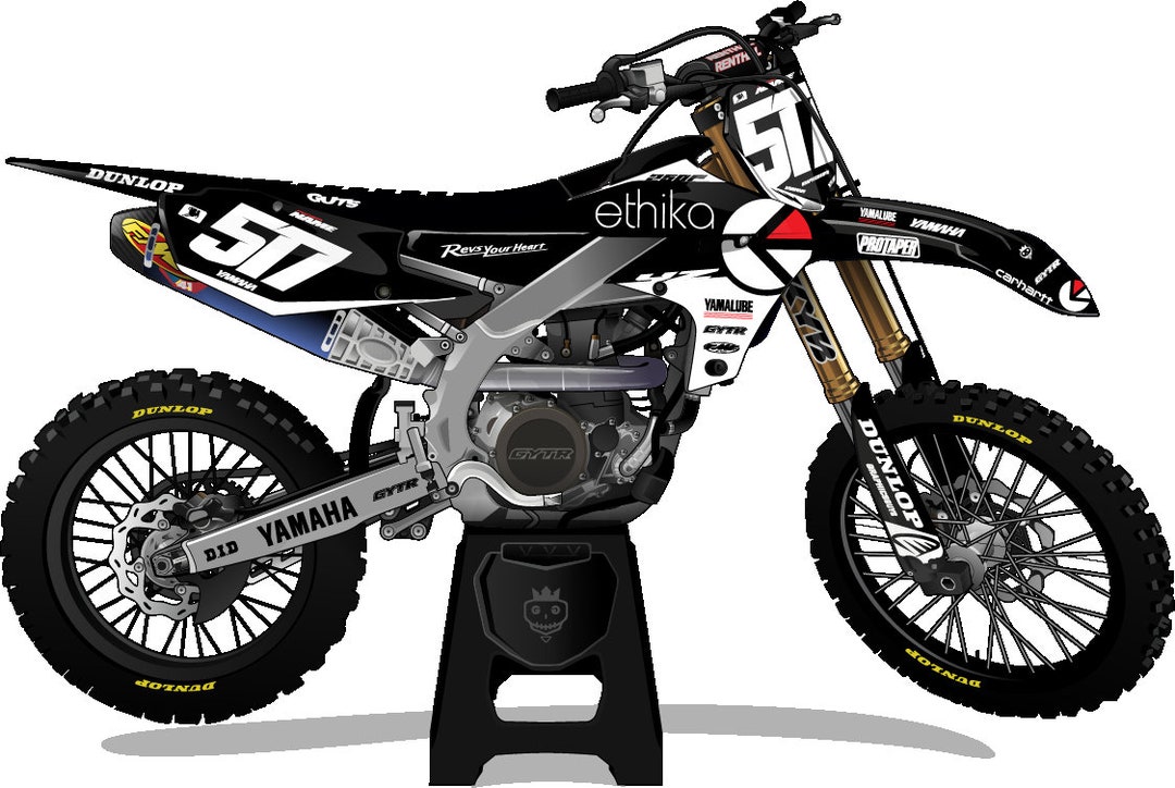 YAMAHA Black White - Mx Graphics Kit, Moto Graphics, Dirt Bike Graphics ...
