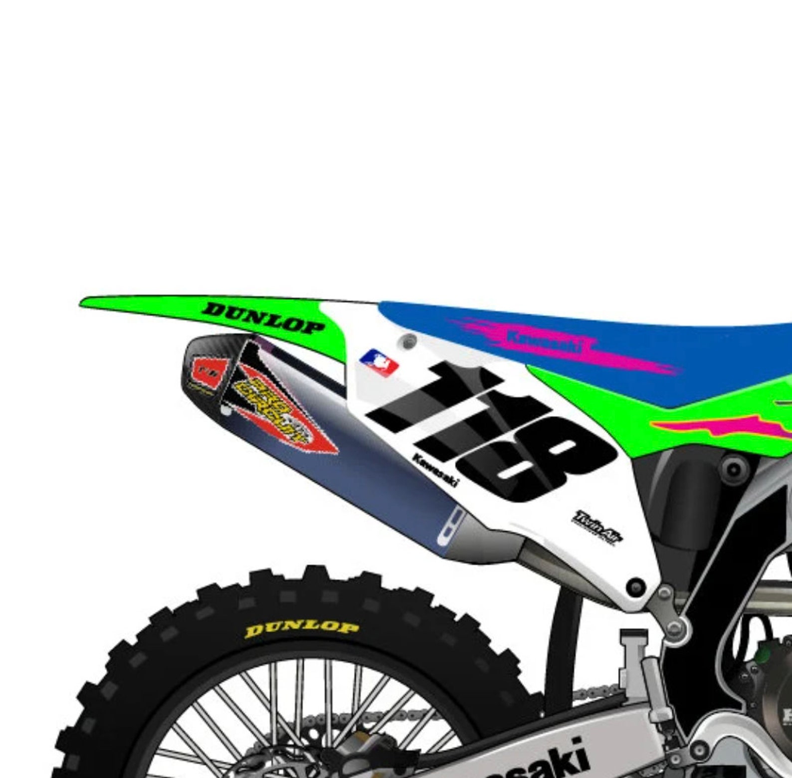 KAWASAKI Retro - Graphics Kit, Motocross Graphics, Decal Kit Custom ...