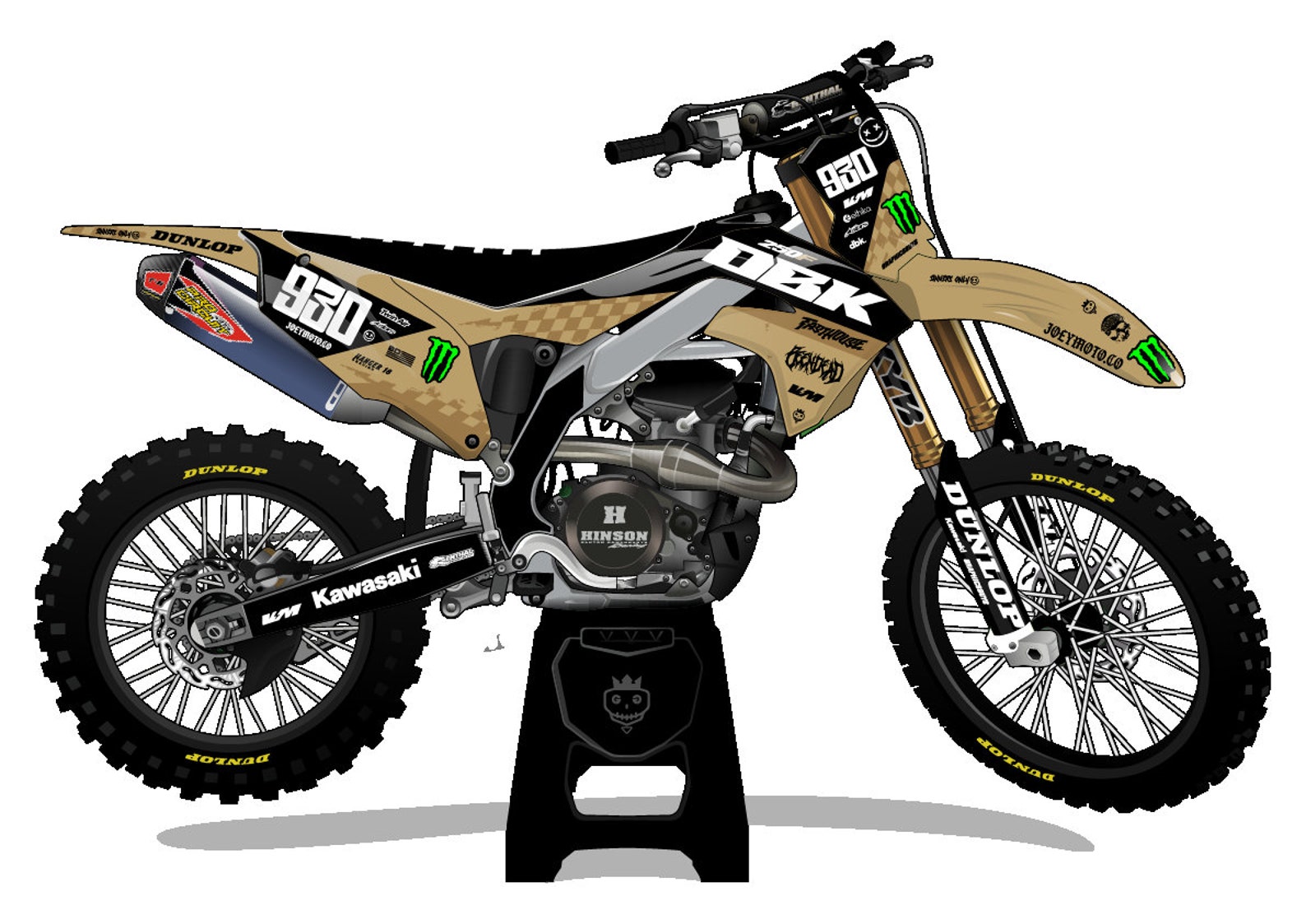 KAWASAKI Cream Checkers - Graphics Kit, Decals, Stickers, Custom, Free ...