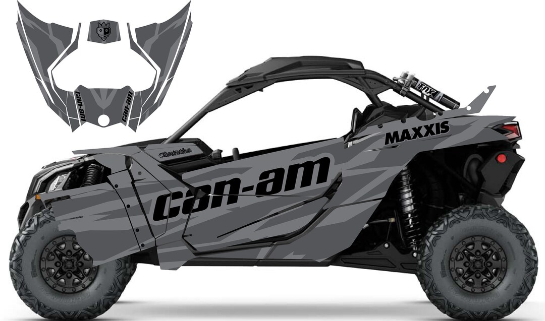 CANAM Destruction 2tone Grey - Graphics Kit, CANAM Decals, Utv Stickers ...
