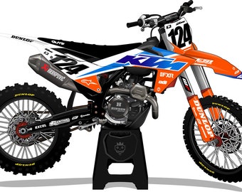 KTM Flex Black/white Graphics Kit, Motocross Graphics, Decal Kit Custom ...