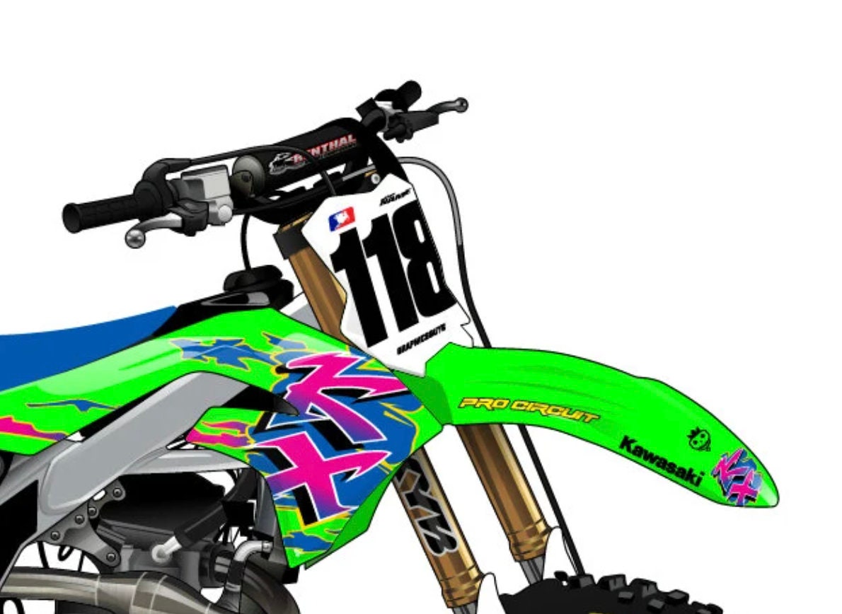 KAWASAKI Retro - Graphics Kit, Motocross Graphics, Decal Kit Custom ...