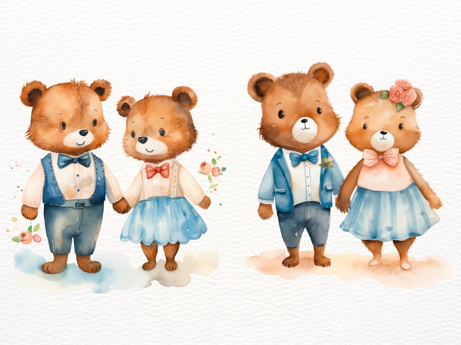 Cutie Bears Clipart, Love Bear Clipart, Bear Clipart, Water Color Bear ...