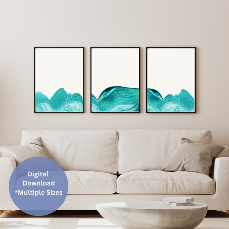 3-piece Wave Digital Art Set Modern Abstract Wall Art Prints Instant ...