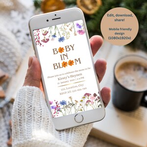 Baby in Bloom Shower Editable Digital Download Invitation Mobile ...