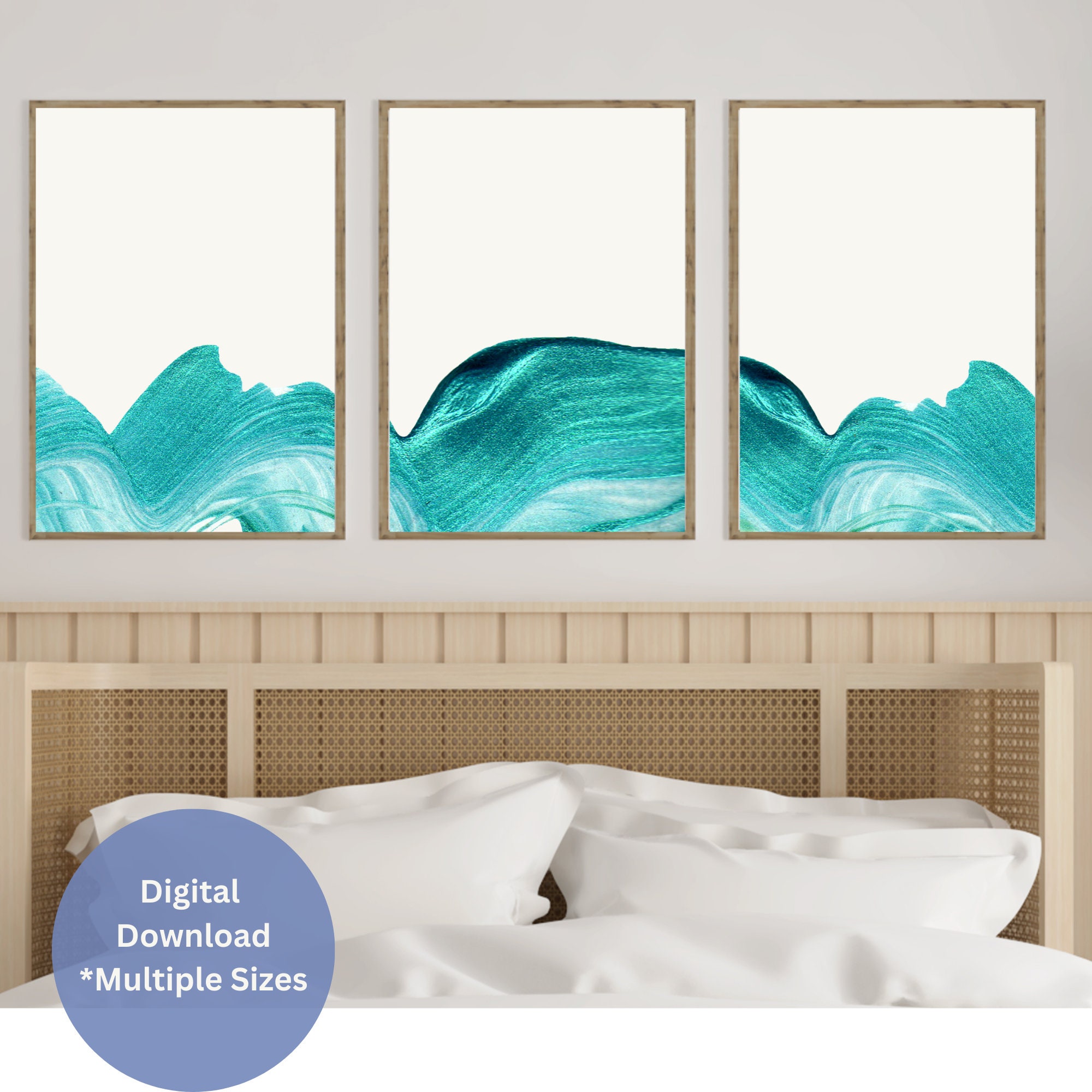 3-piece Wave Digital Art Set Modern Abstract Wall Art Prints Instant ...