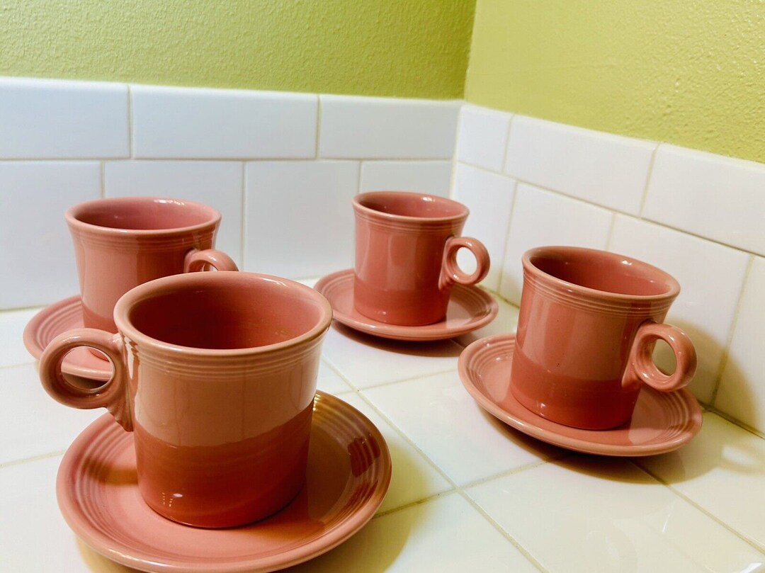Fiesta Fiestaware Coffee/tea Mug and Saucer 4 Sets in Pink Rose Retired ...