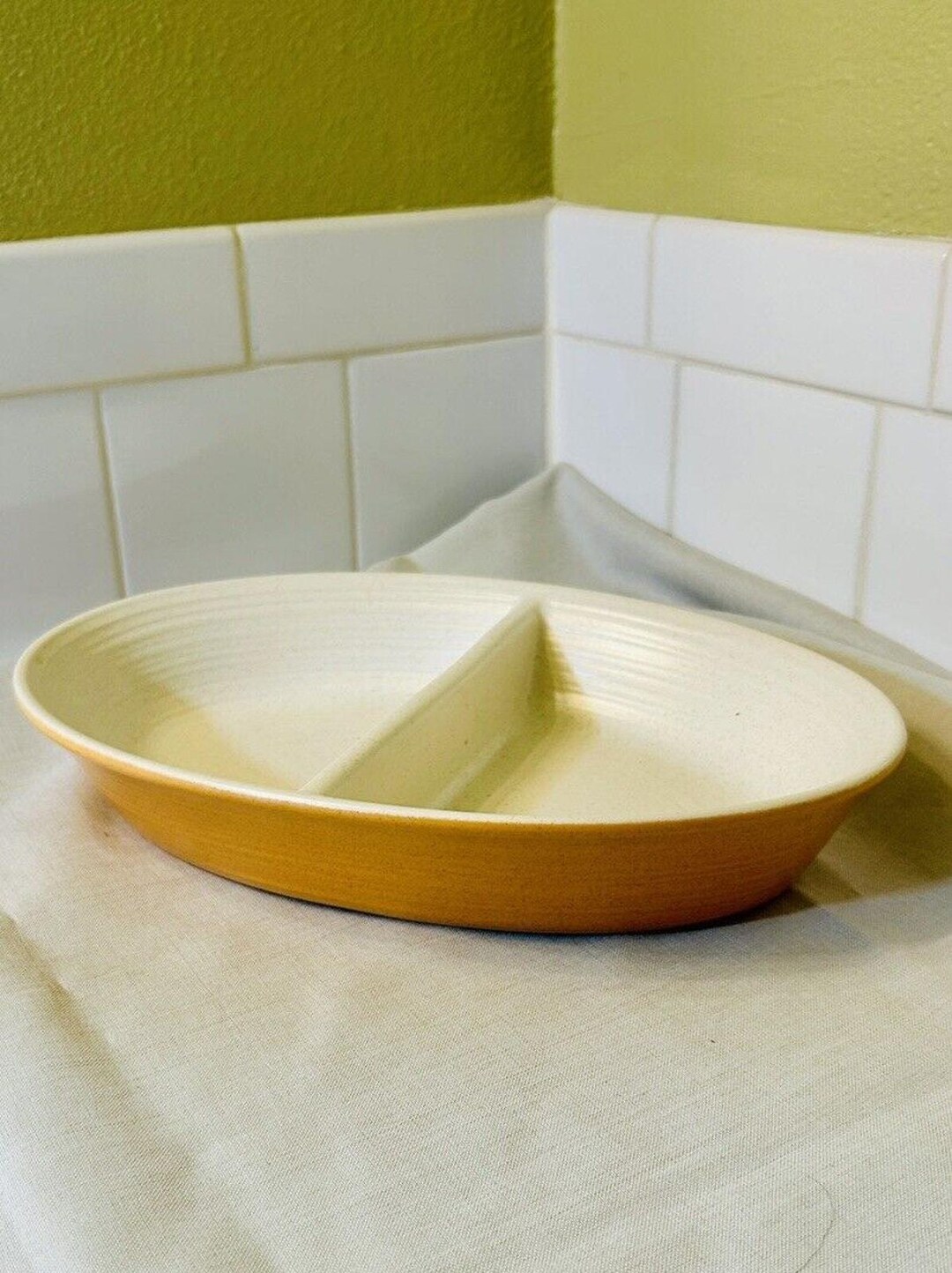 Vintage Franciscan Earthenware Oval Split Divided Serving Bowl Dish USA ...