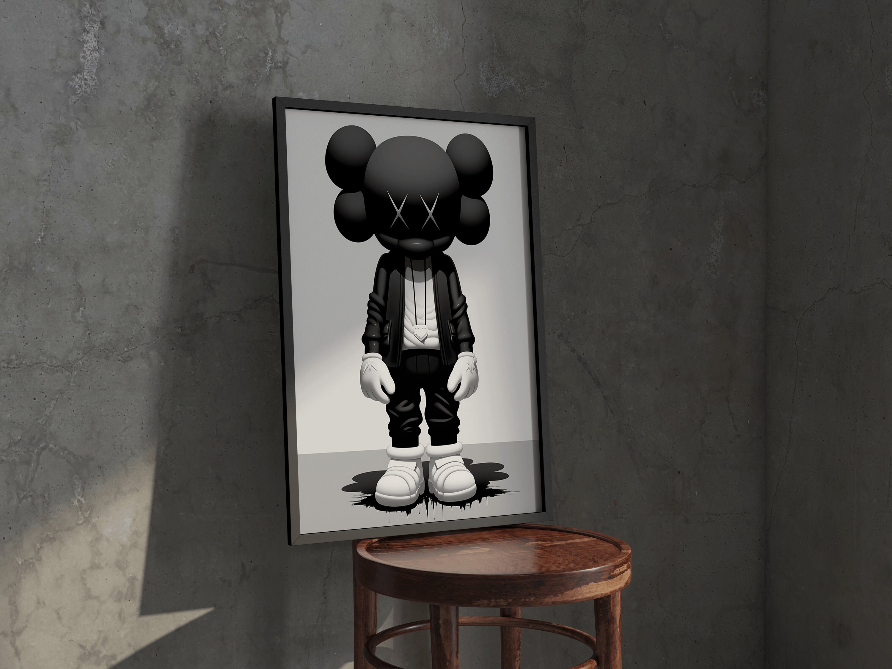 KAWS Hypebeast Room Decor Black and White Artwork Modern Wall Art, Home ...