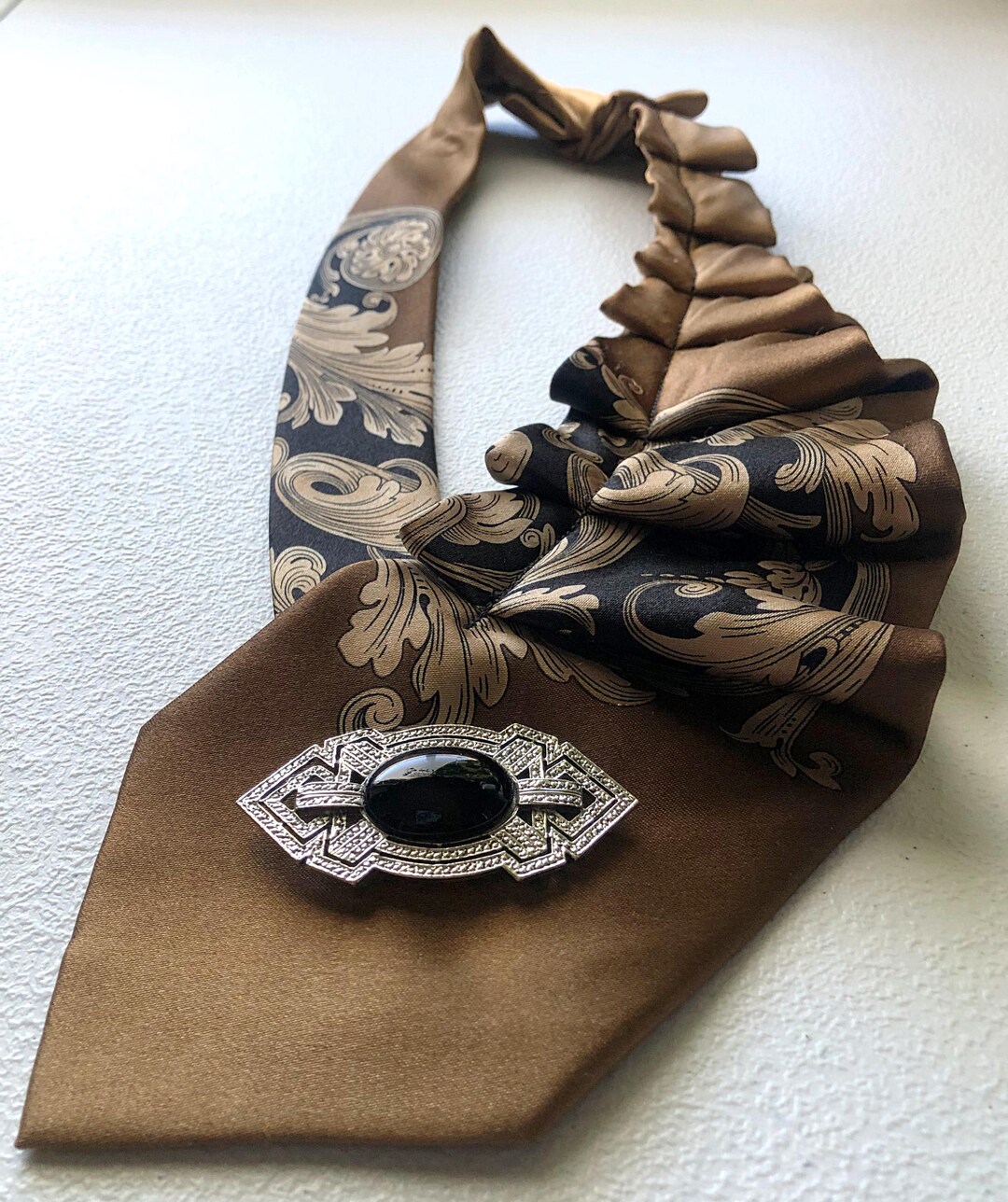 Necktie Necklace, Collar Scarf, Repurposed Necktie, Fabric Statement ...