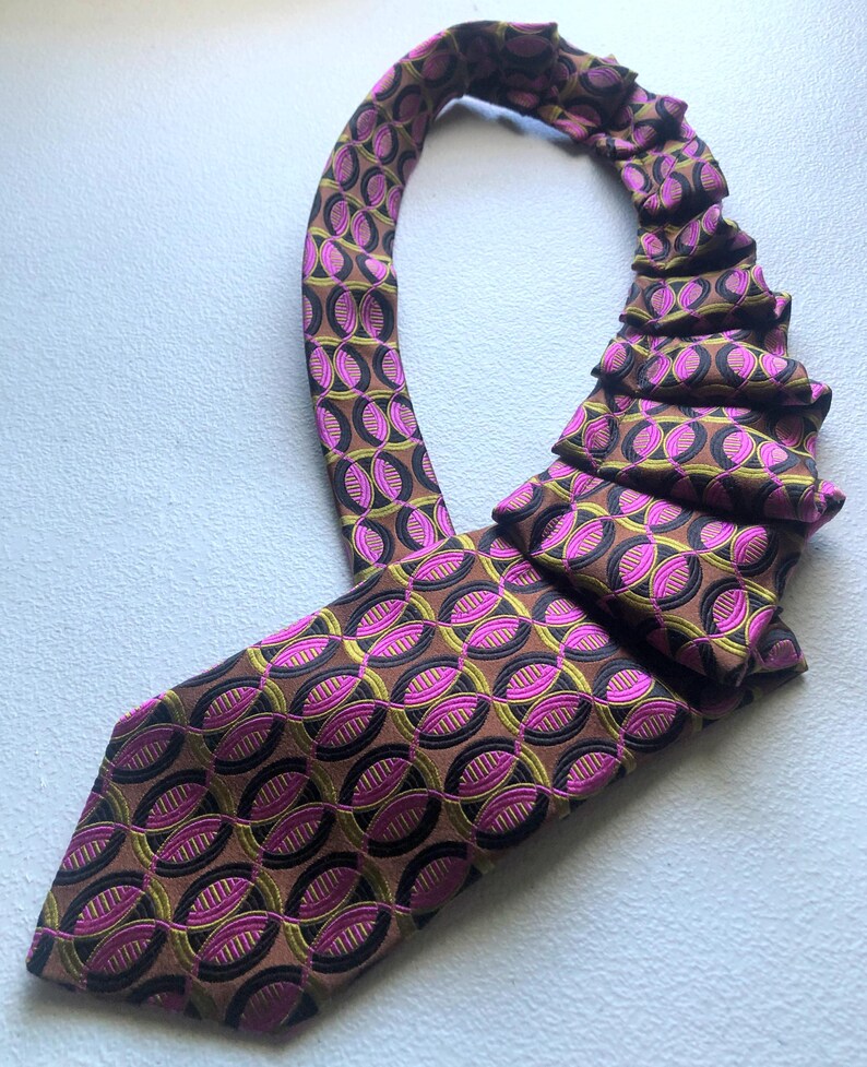 Necktie Necklace, Collar Scarf, Repurposed Necktie, Fabric Statement ...