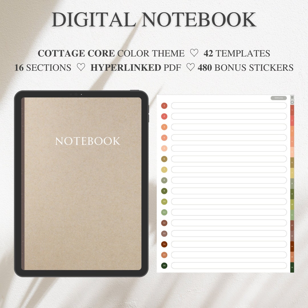 Portrait Digital Notebook, Cottage Core Theme, Goodnotes Notebook ...