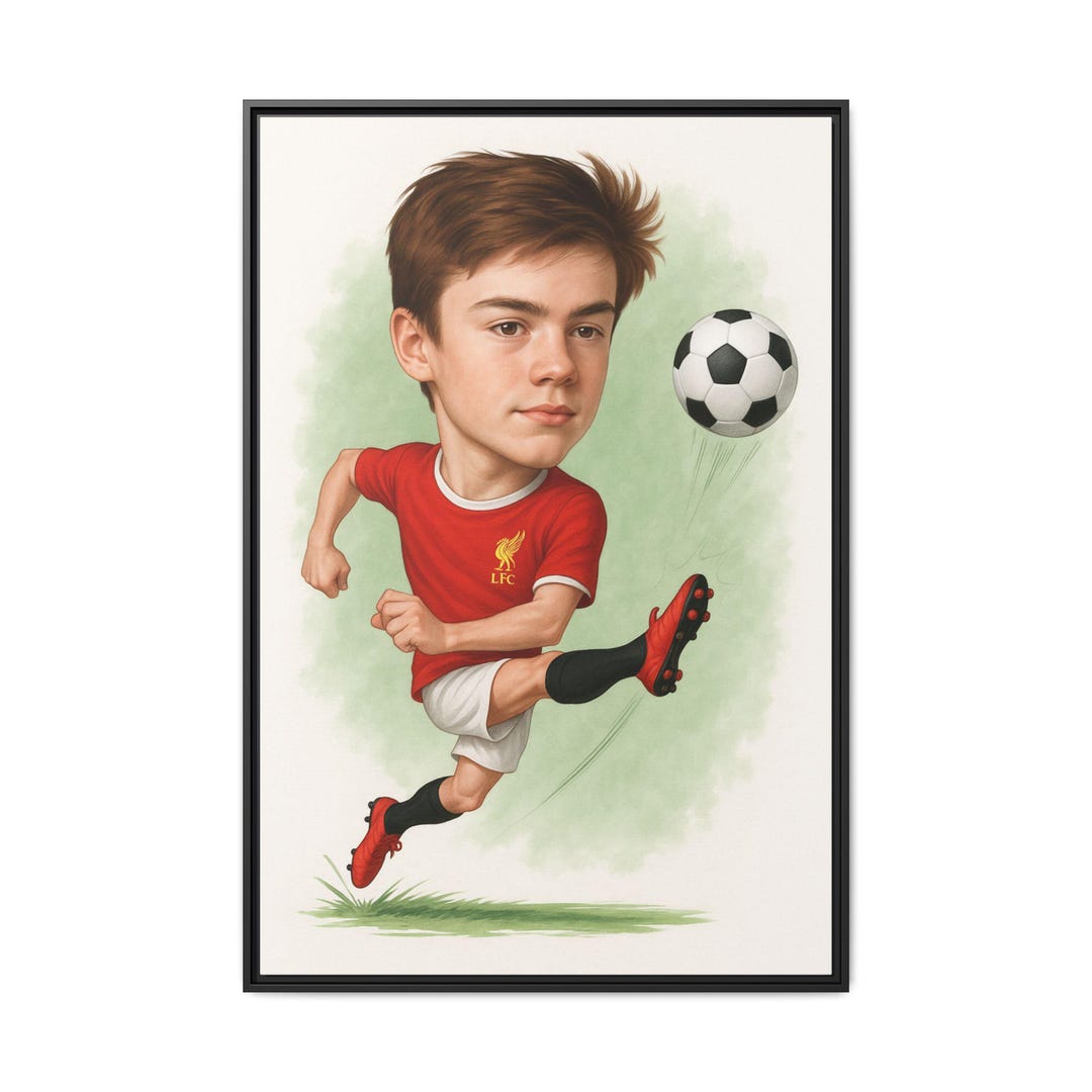 Custom Soccer Cartoon Portrait – Personalized Kid Football Gift ...