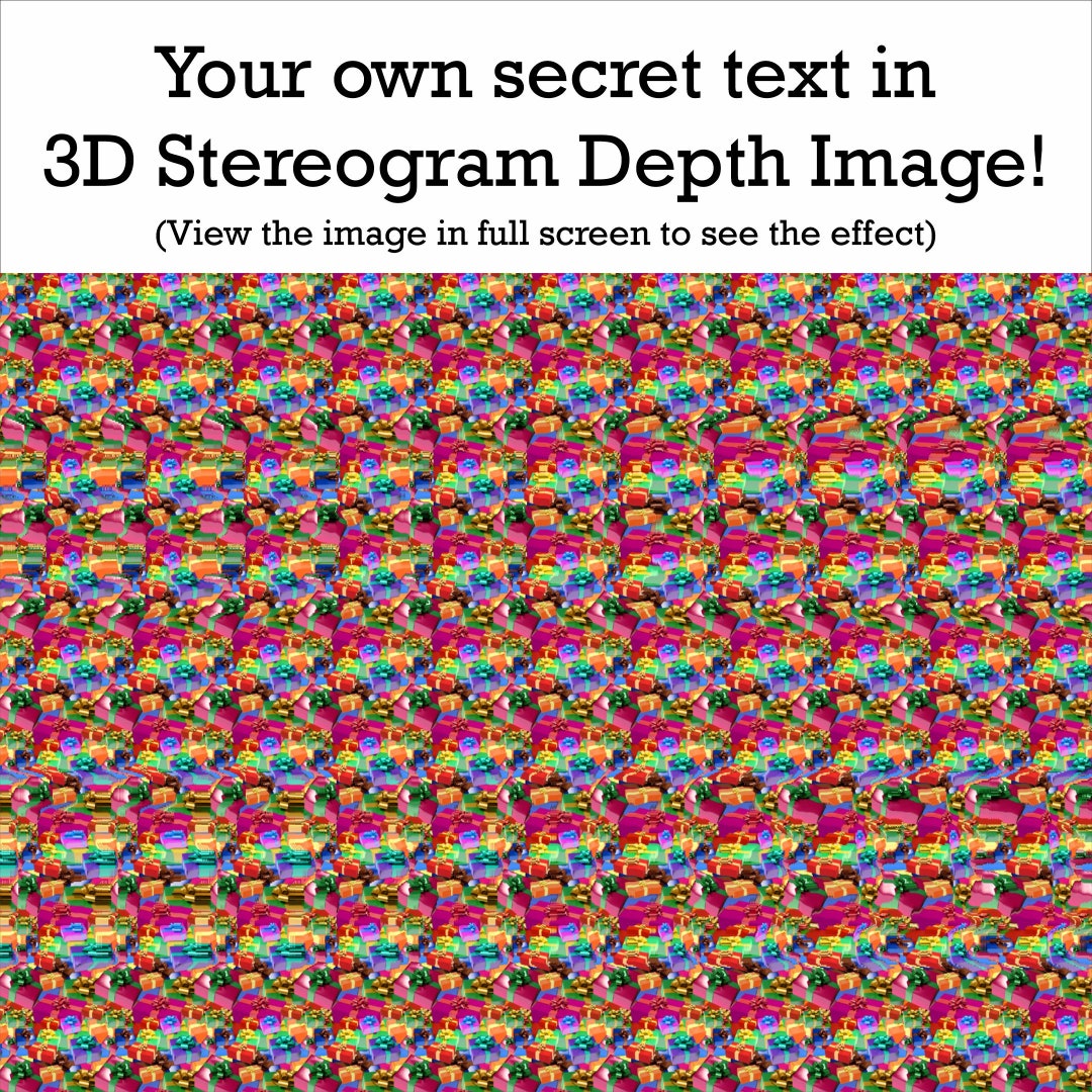 Your Own Secret Text in 3D Stereogram Depth Digital Image! - 3D Phrase ...