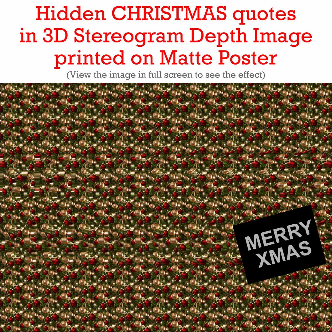 Hidden Christmas Quote in 3D Stereogram Printed Matte Poster - 3D ...