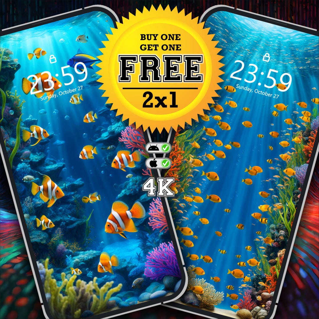 2x1 Underwater Sea Life 4K Mobile Wallpaper | Buy One Get One FREE ...