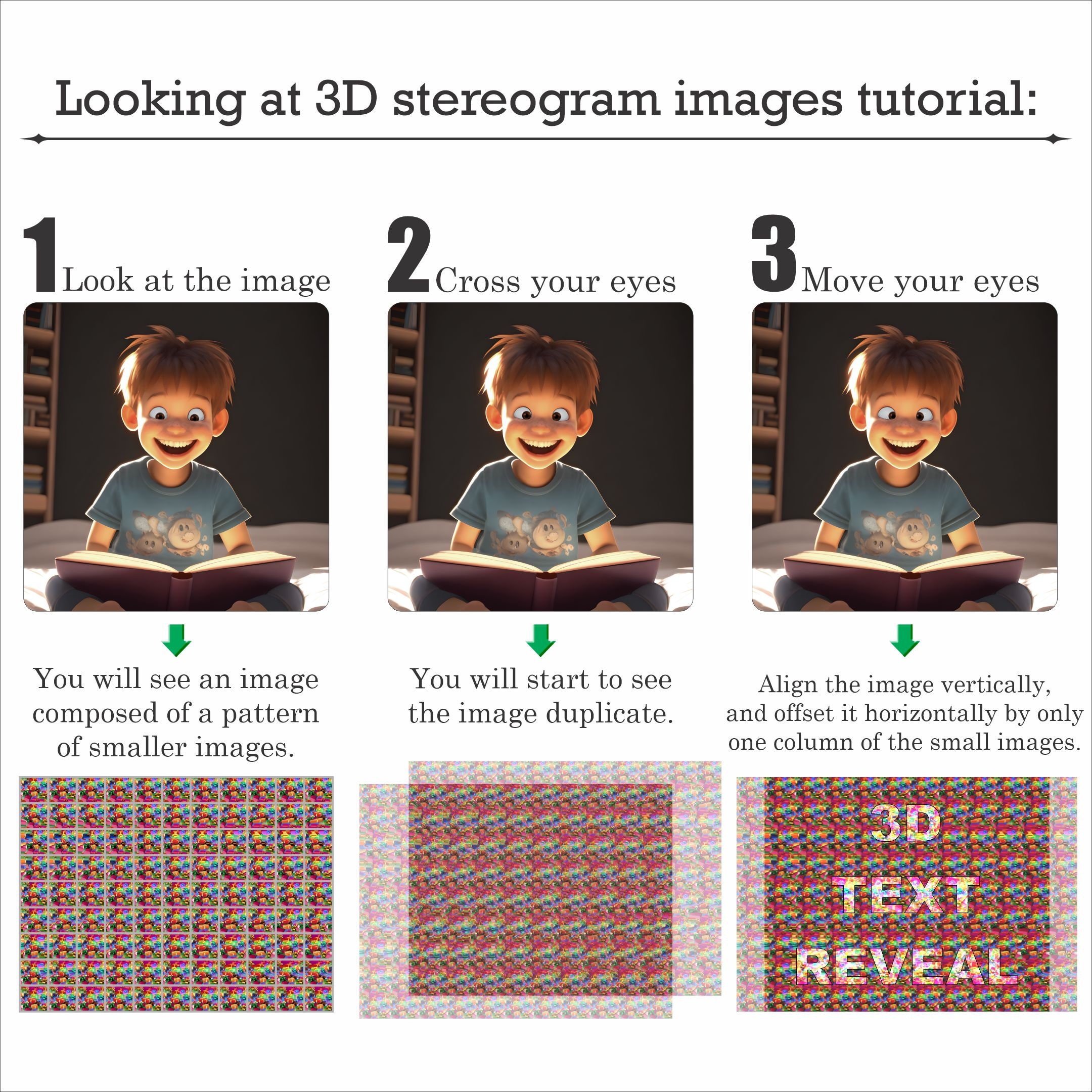 Your Own Secret Text in 3D Stereogram Depth Digital Image! - 3D Phrase ...