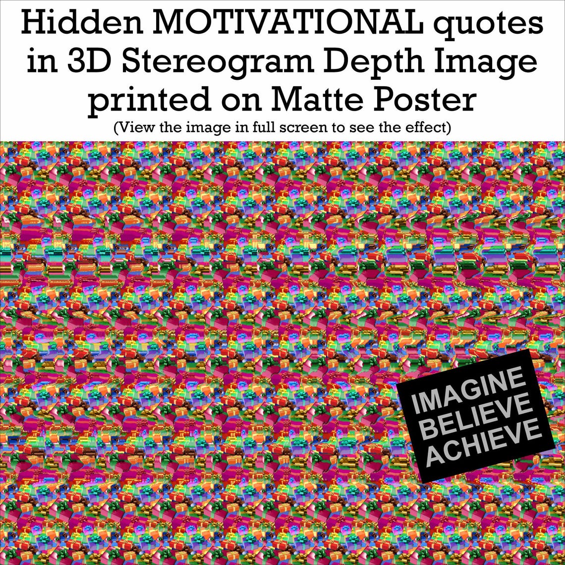 Hidden MOTIVATIONAL Positive Secret Message in 3D Stereogram Printed ...