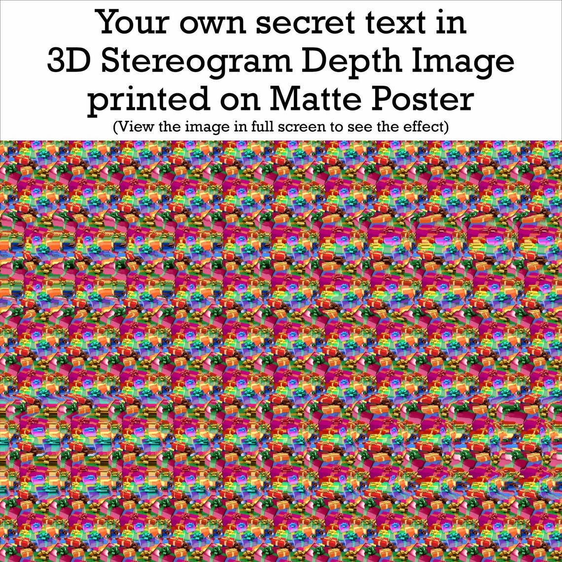 Your Own Secret Text in 3D Stereogram Printed Matte Poster - 3D Phrase ...