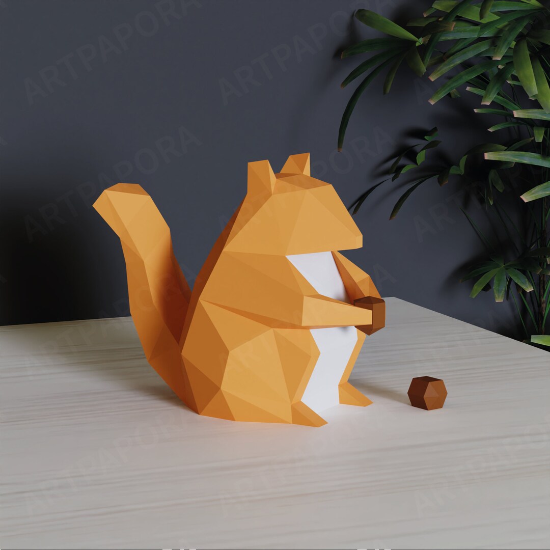 Papercraft SQUIRREL Digital Template DIY 3D Origami Gift - Etsy