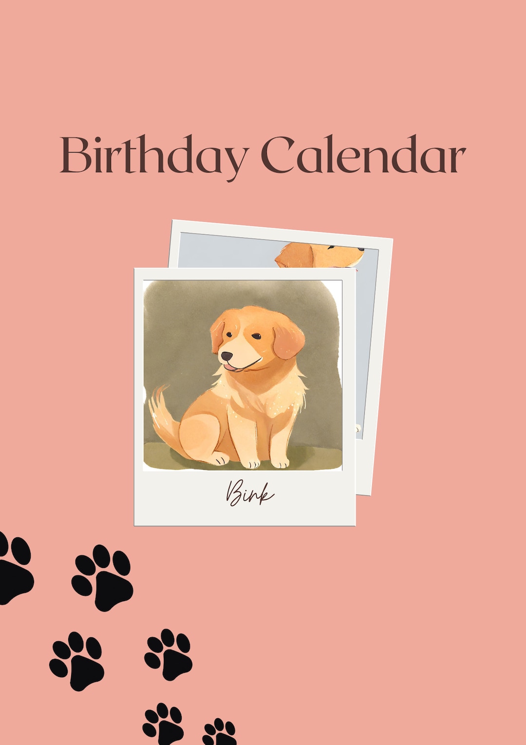 Editable Dog Birthday Calendar - Etsy