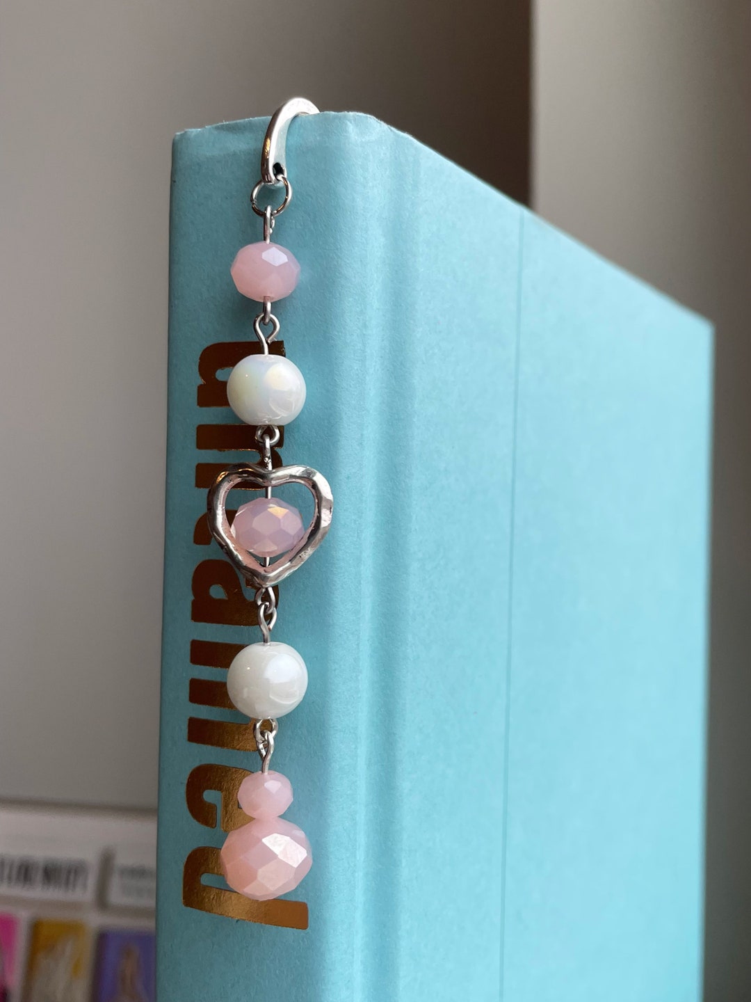 Pink Heart Bookmark Valentines Day Bookmark Romance Bookmark Silver ...