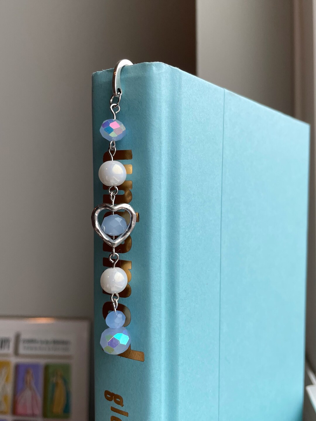 Blue Heart Bookmark Valentines Day Bookmark Romance Bookmark Silver ...