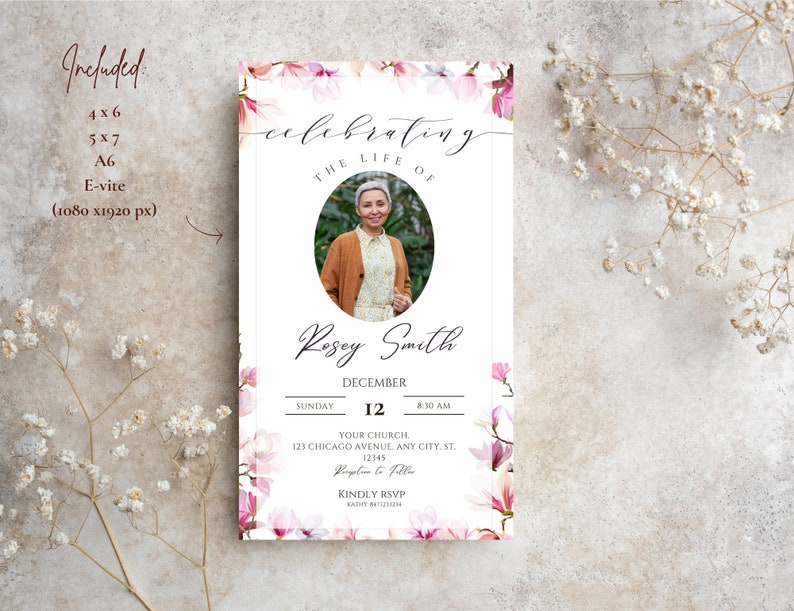 Editable Funeral Bundle Orchid Blooms Editable Template Celebration of ...