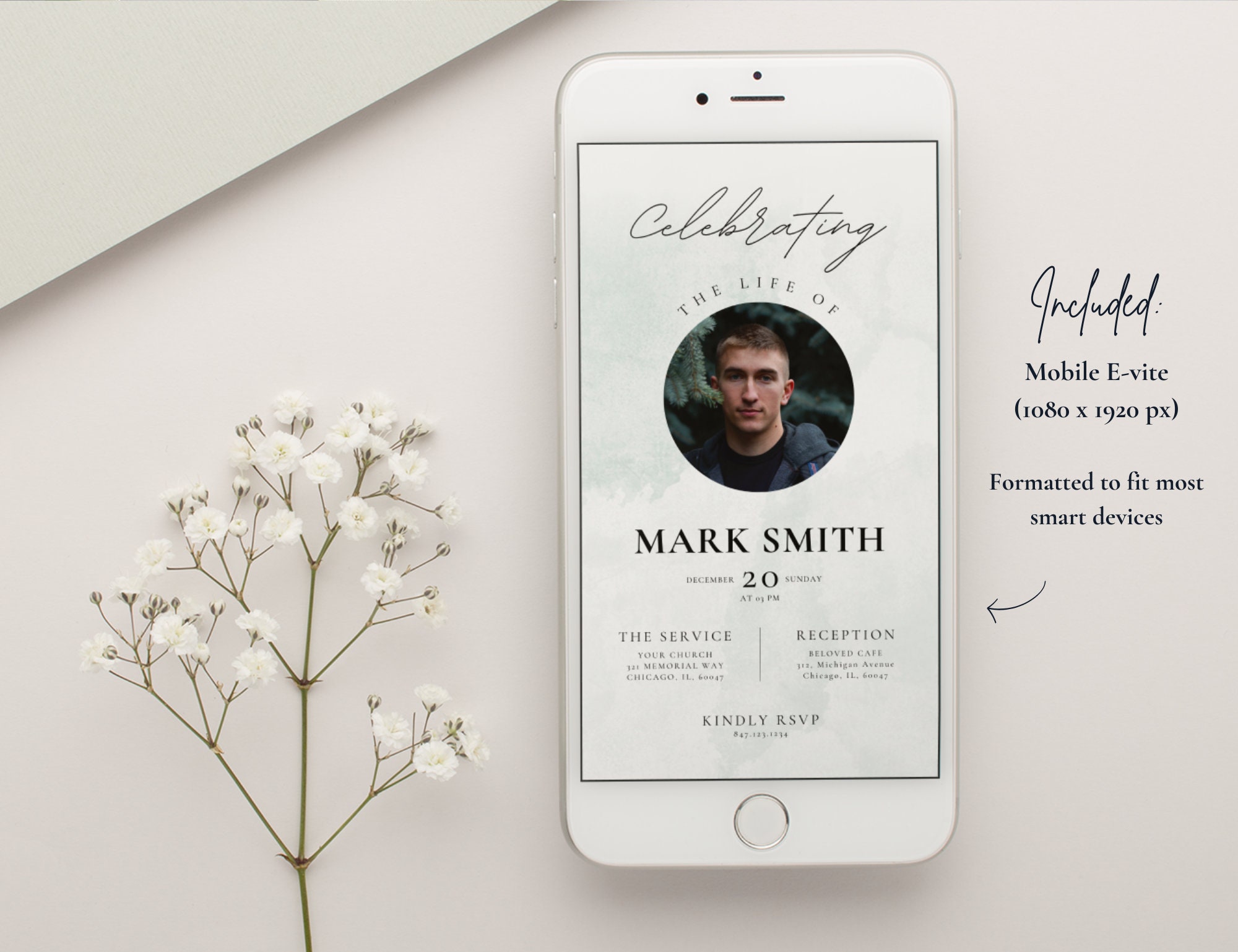 Editable Funeral Invite & E-vite Bundle Minimalistic Watercolor Canva ... Editable Funeral Invite & E-vite Bundle Minimalistic Watercolor Canva ...