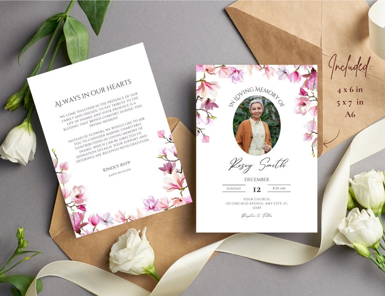 Editable Funeral Bundle Orchid Blooms Editable Template Celebration of ...