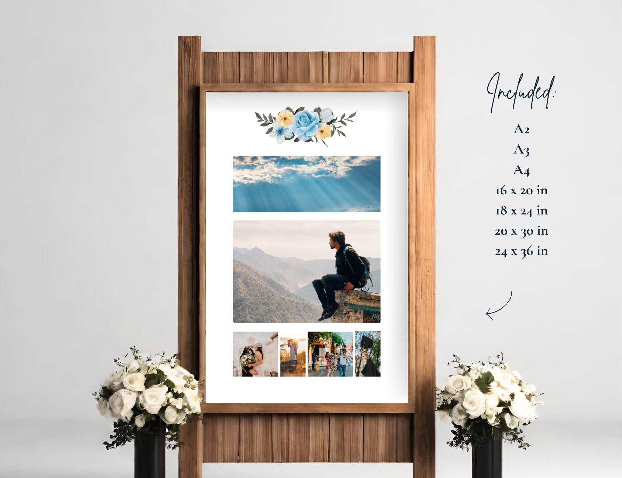 Editable Funeral Bundle Modern Blue Floral Editable Template ...