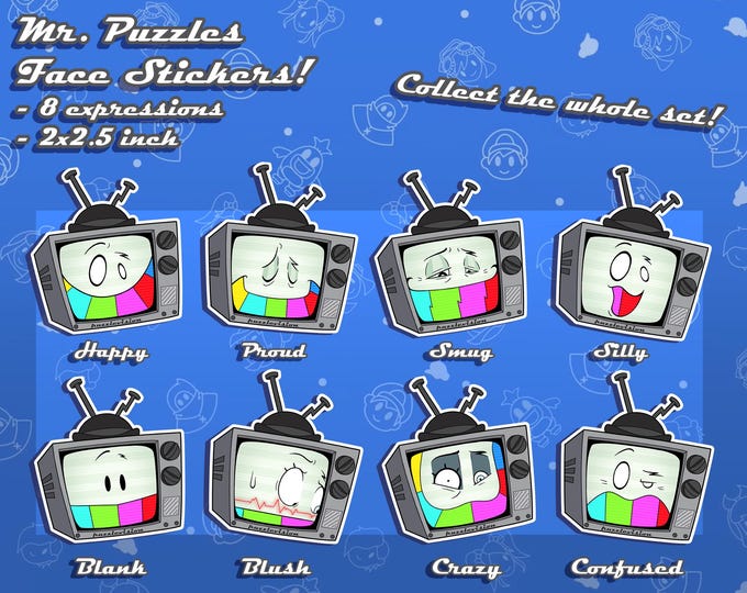 SMG4 Mr. Puzzles Expression Stickers | SMG4 Merch - Etsy