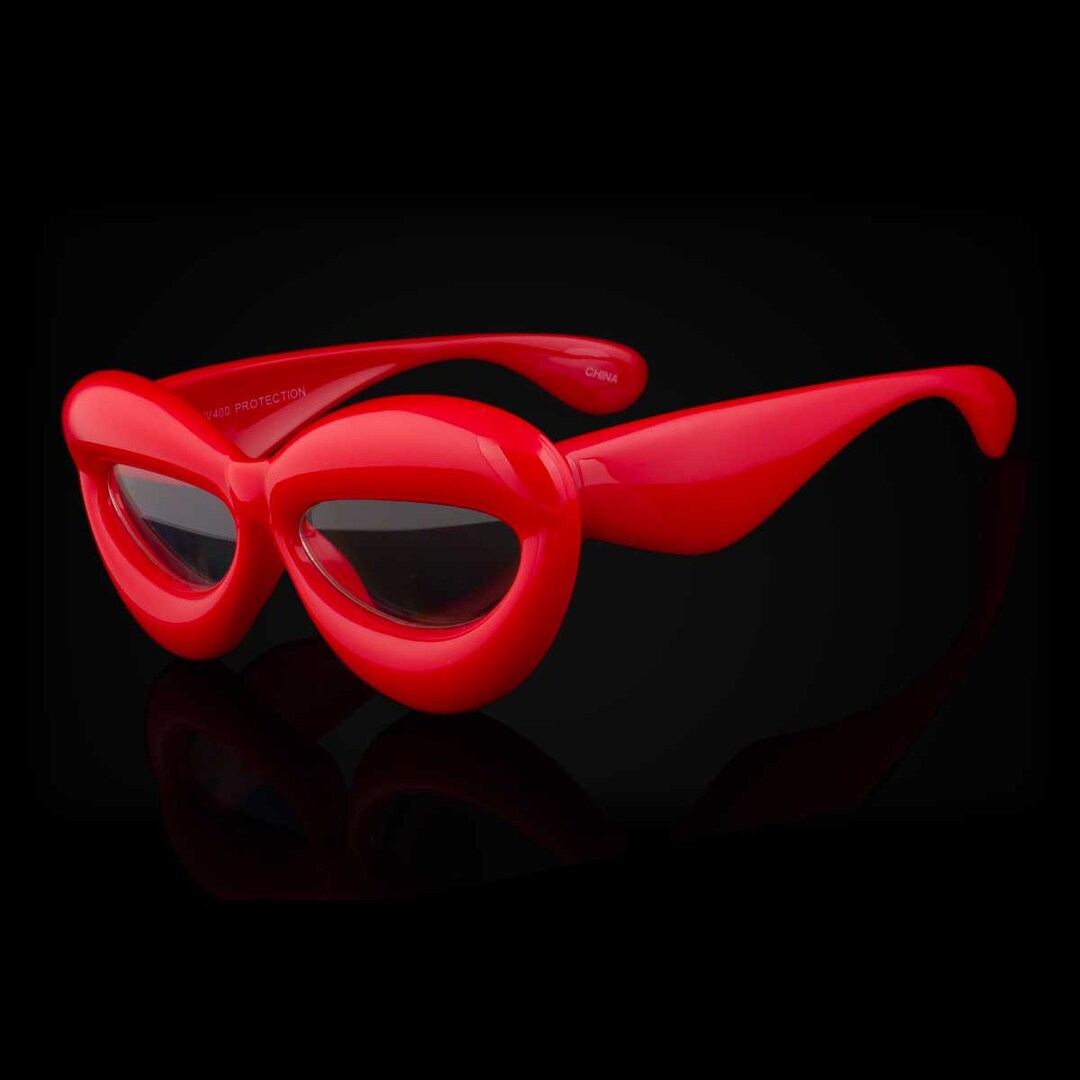 Puffy Cateye Inflated Clear Lens Glasses | Crazy Bubbly Funny Party ...