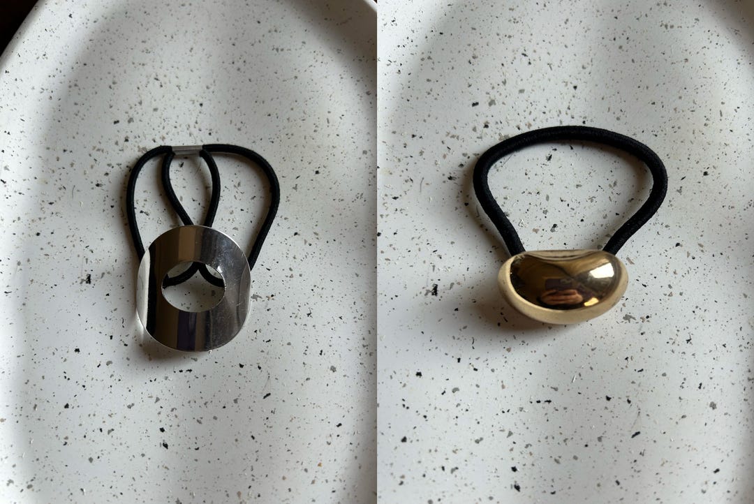 Glossy Dome Pony Cuffs, Metal Elastic Ponytail Holder, Trendy Gold Hair ...