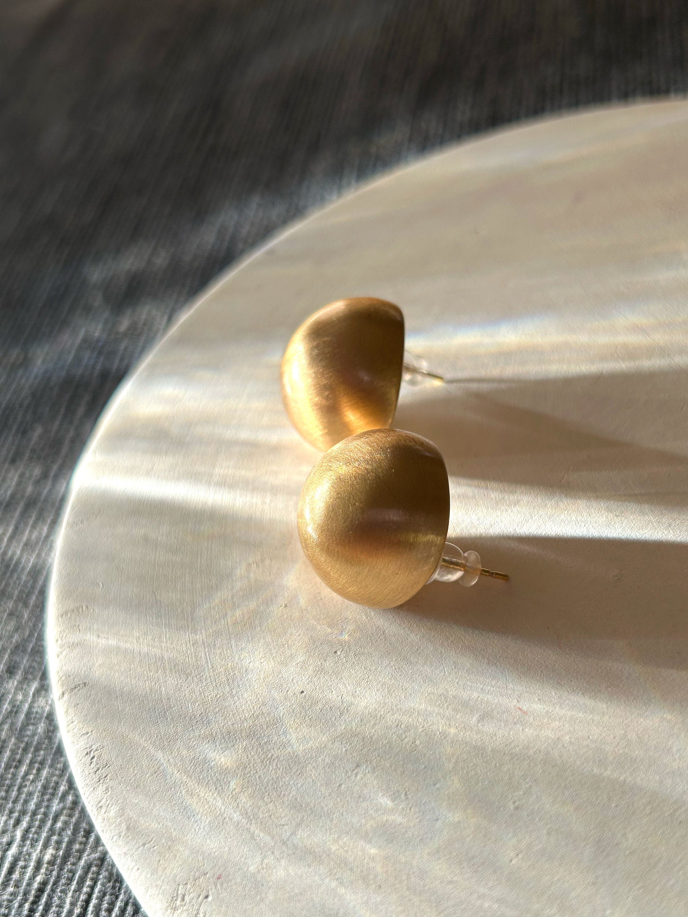 Gold Matte Ball Earrings, Gold Ball Earrings, Matte Gold Earrings ...