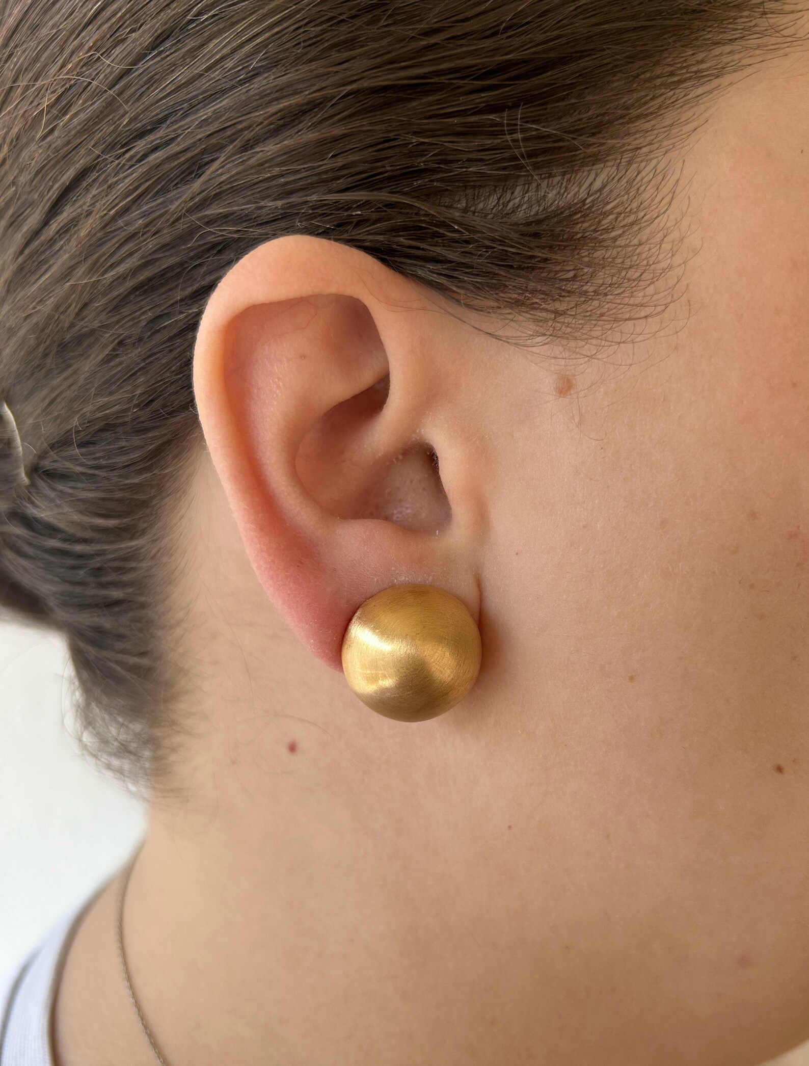 Gold Matte Ball Earrings, Gold Ball Earrings, Matte Gold Earrings ...